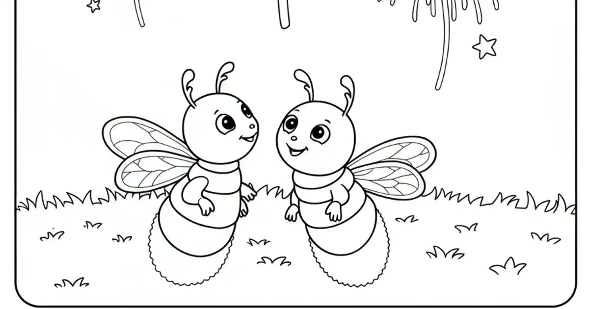 Firefly & Fireworks Coloring Pages for Kids | KidColoringPage