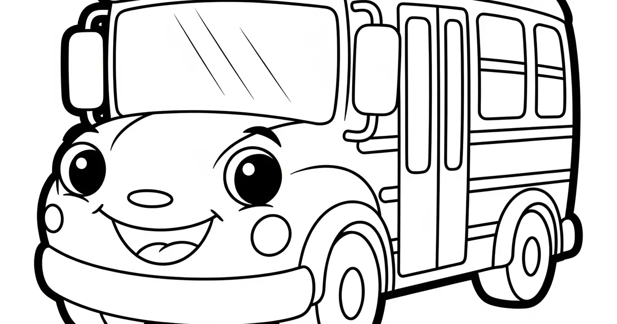 Happy School Bus Coloring Page for Kids | Coloring Pages for Kids